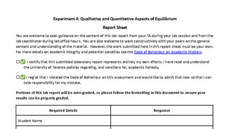 Chm135 Lab 4 Equilibrium And Ascorbic Acid Titration Report Sheet Studocu
