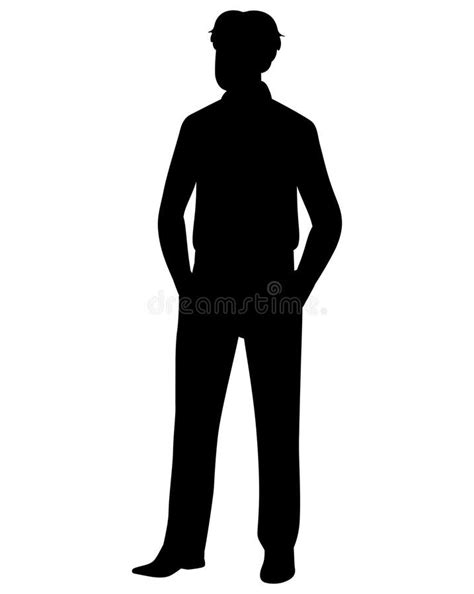 Black Silhouette Of A Businessman Standing While Hands In The Pockets