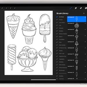 25 Ice Cream Procreate Stamps Ice Cream Procreate Brushes Food