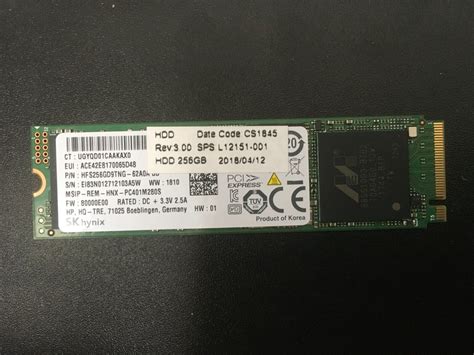 SK HYNIX HFS256GD9TNG 256GB MLC M.2 2280 PCI-EXPRESS 3.0 X4 NVME SSD ...