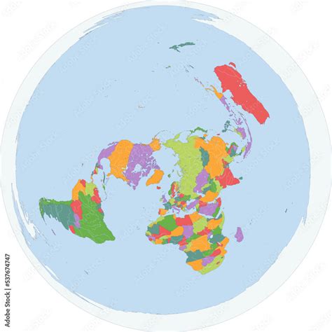 Political World Map Azimuthal Equidistant Projection Stock Vector Adobe Stock