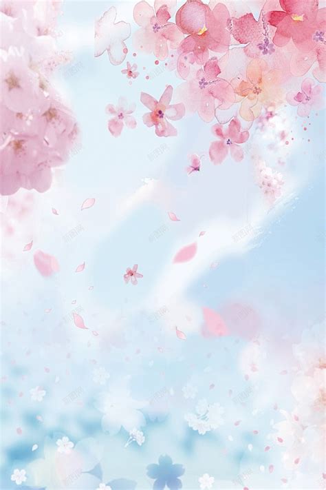 浪漫蓝粉樱花高清素材 唯美 樱花 粉色 蓝色 背景底图 背景 设计图片 免费下载