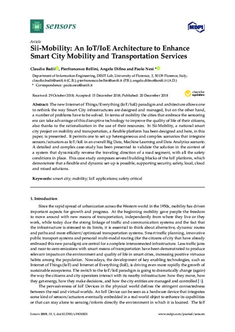 Pdf Sii Mobility An Iot Ioe Architecture To Enhance Smart City