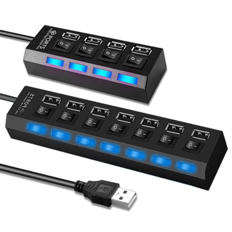 Usb 2 0 Port Hub Extension Cable High Speed Usb Adapter Plug Socket Hub Splitter With Individual