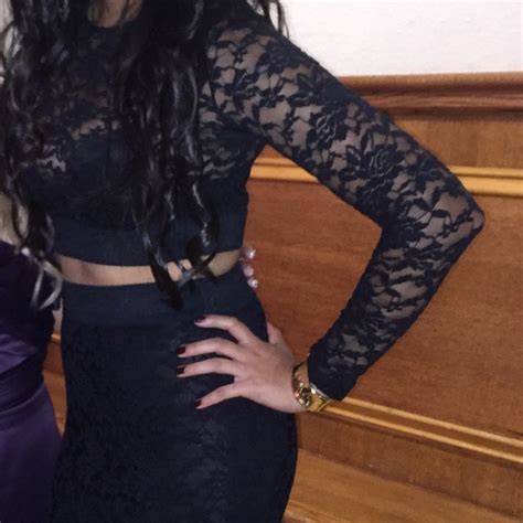 Dresses Black Lace Long Sleeve Crop Top Mermaid Skirt Poshmark