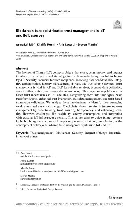 Blockchain Based Distributed Trust Management In Iot And Iiot A Survey