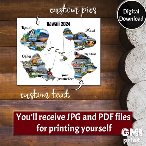 Islands Of Hawaii Photo Collage Oahu Map T Maui Photo Collage
