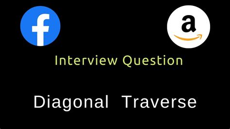 Diagonal Traverse Hashmap Facebook Amazon Interview Question Python Youtube