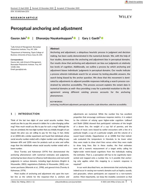 Pdf Perceptual Anchoring And Adjustment
