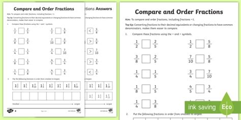 Year 6 Order Fractions Worksheet Worksheet Ks2 Maths Worksheets Library