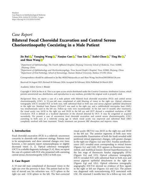Pdf Bilateral Focal Choroidal Excavation And Central Serous