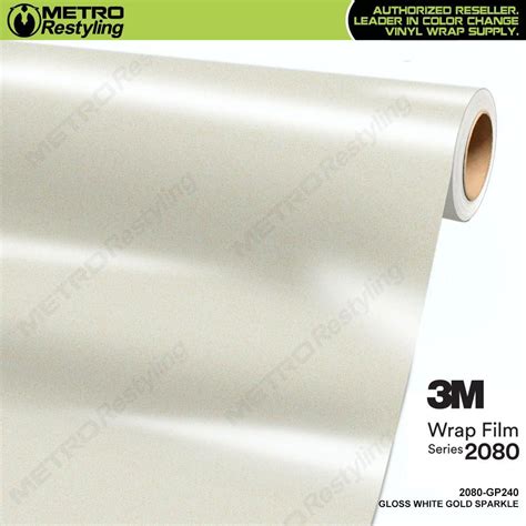 3M 2080 Gloss White Gold Sparkle Vinyl Wrap GP240 Gold Sparkle