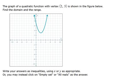 Solved The Graph Of A Quadratic Function With Vertex 2 3 Is Shown Course Hero