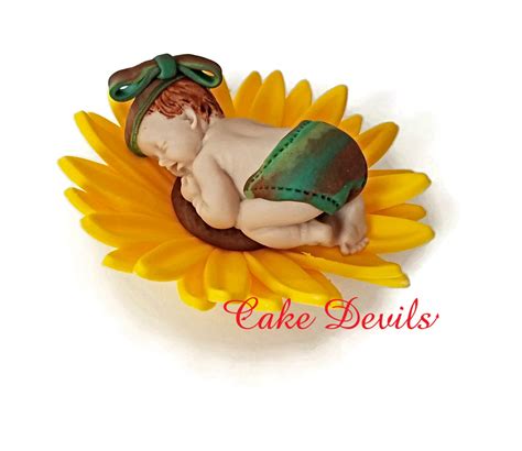Sunflower Baby Shower Cake Topper Fondant Bee Sunflower Baby Shower