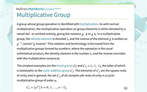 Multiplicative Group From Wolfram Mathworld