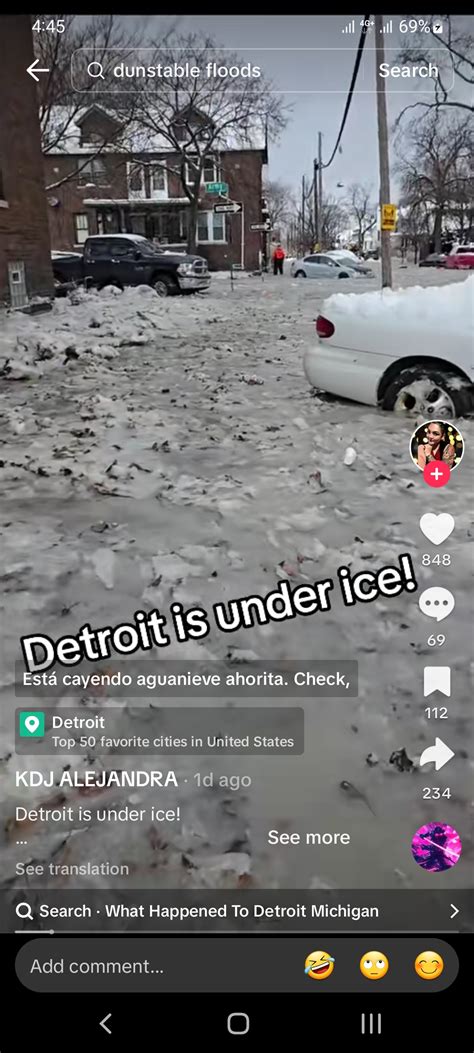Detroit City In Michigan Flood Under Ice Ng