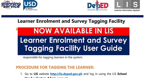 Learner Enrolment And Survey Tagging Facility In The LIS Is Now Available