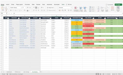 Recruitment Tracker Excel Template Applicant Tracking Spreadsheet Hiring Pipeline