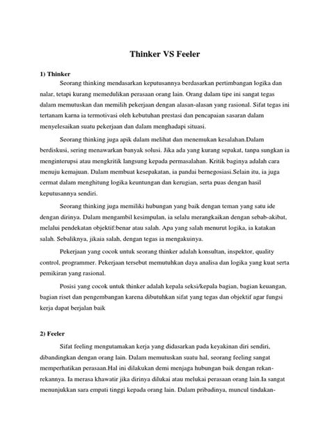Thinker Vs Feeler Pdf