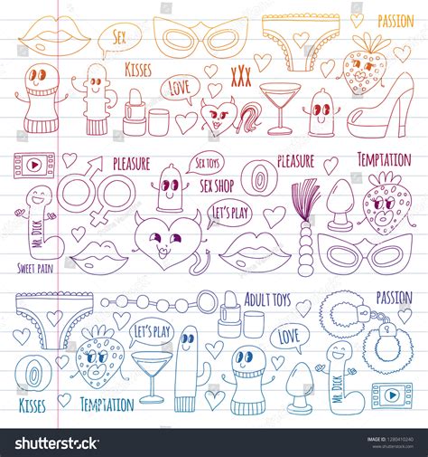 Funny Icons Sex Shop Cute Cartoon Stock Vector Royalty Free