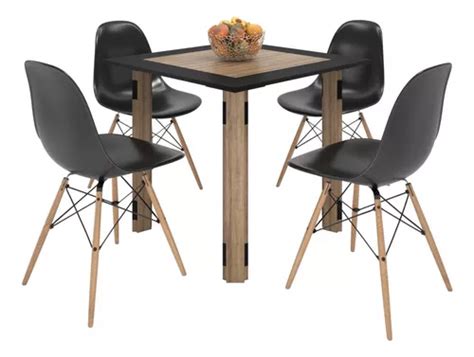 Set Mesa Industrial De Jantar 80x80cm 4 Cadeiras Eames Parcelamento