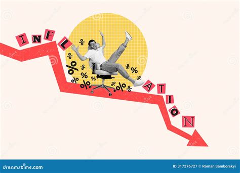 Creative Collage Picture Young Man Economy Inflation Falling Arrow Decrease Money Loss Currency