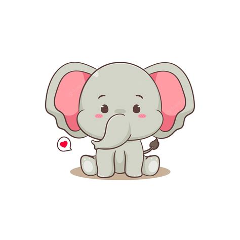 Premium Vector Cute Elephant Sitting Cartoon Character Adorable