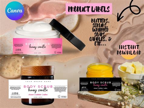 Body Scrub Editable Label Template Printable Sugar Scrub Product Label