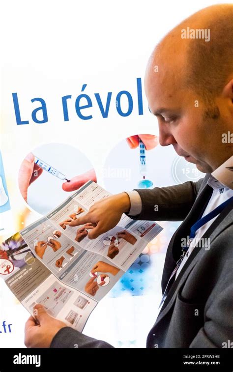 Paris France Man Showing Business French Aids Hiv Scientific Convention Sfls Insti