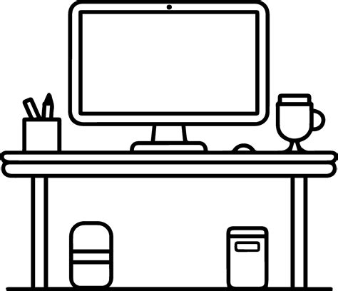 Desk Table Computer Icon Line Style 45888632 Vector Art At Vecteezy