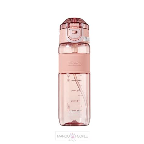 Fquan Sports Water Bottle With Scale Measure Sipper And Straw 690ml