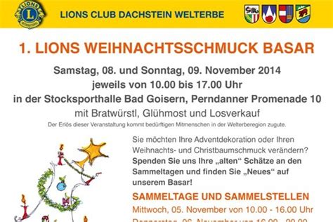 Erster Weihnachtsschmuck Basar Des Lions Club Dachstein Welterbe Salzi At