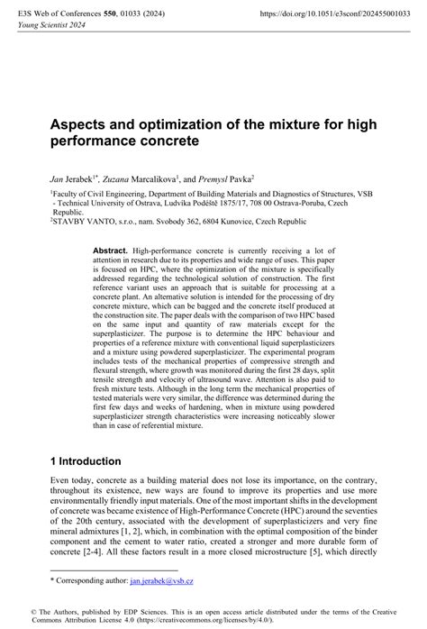 Pdf Aspects And Optimization Of The Mixture For High Performance Concrete