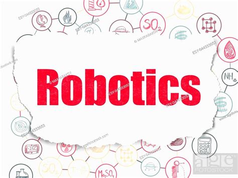 Science Concept Painted Red Text Robotics On Torn Paper Background