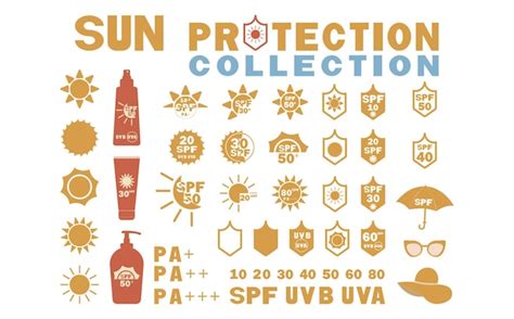 Vetor da coleção de proteção solar Vetor Premium