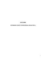 OrderID 112088.docx - DATA4000 INTRODUCTION TO BUSINESS ANALYTICS 1 Table of Contents ...
