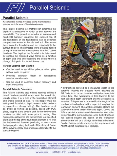 Pdi Parallelseismic Brochure Pdf Deep Foundation Foundation Engineering
