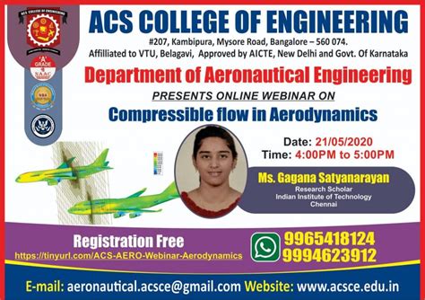 Webinar On Compressible Flow In Aerodynamics Acsce