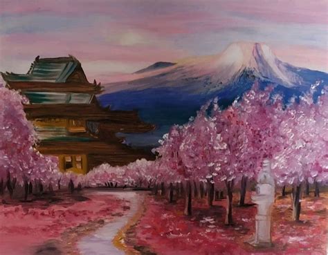 Продажа картины Японская сакура формат А4 холст в интернет магазине на Ярмарке Мастеров