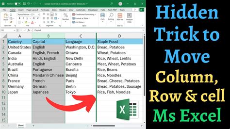 Hidden Trick To Quickly Move Rows Columns And Cells In Ms Excel In 2
