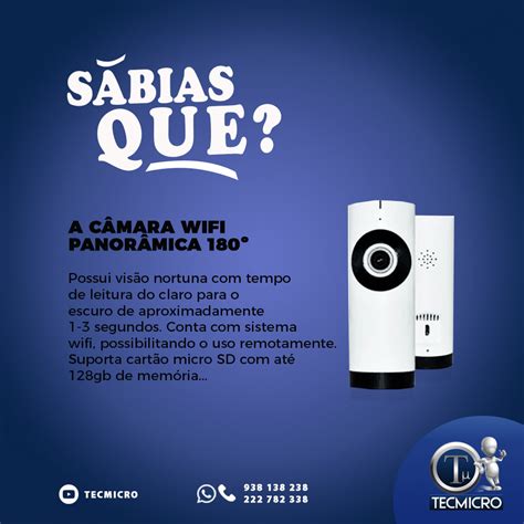 Tecmicro Câmara Wifi Panorâmica 180º Características