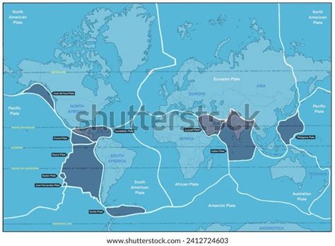 Geomorphology Major Minor Tectonic Plates Stock Illustration 2412724603
