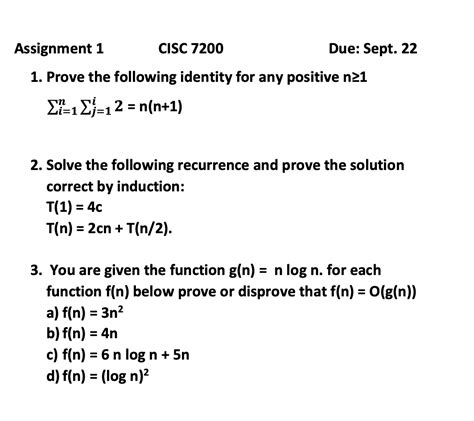 Solved 1 Prove The Following Identity For Any Positive N1 Chegg