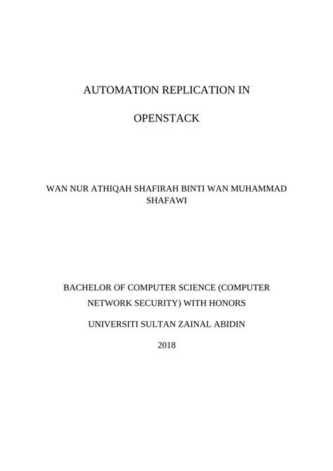 Pdf Automation Replication In Openstack · Openstack Dashboard By