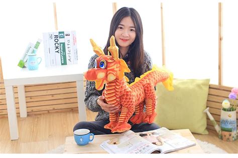 Big Lovely Plush Chinese Dragon Toy Cute Tranditional Red Chinese