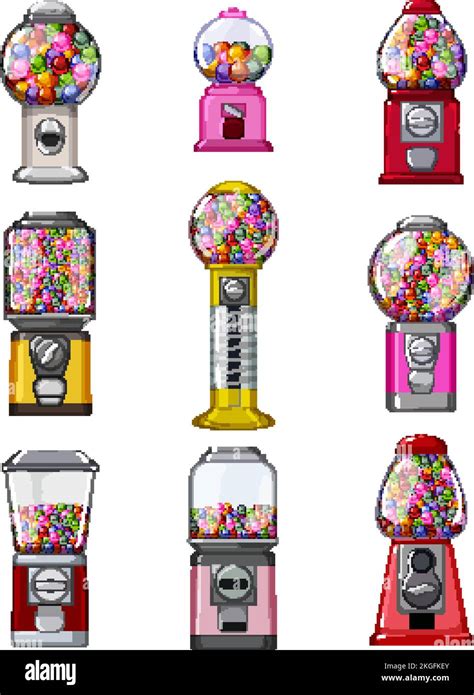 Bubblegum Machine Set Cartoon Vector Illustration Stock Vector Image