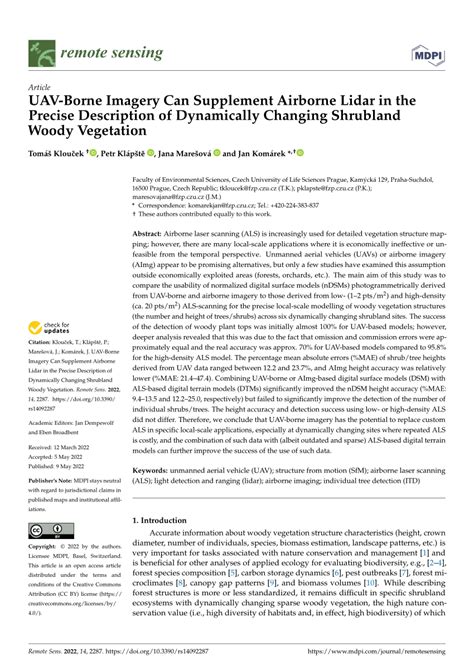 Pdf Uav Borne Imagery Can Supplement Airborne Lidar In The Precise