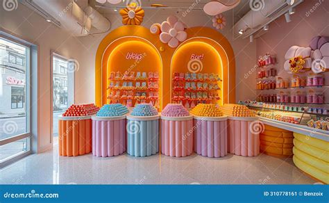 Colorful Candy Store With Playful Displays And Bright Stock Image