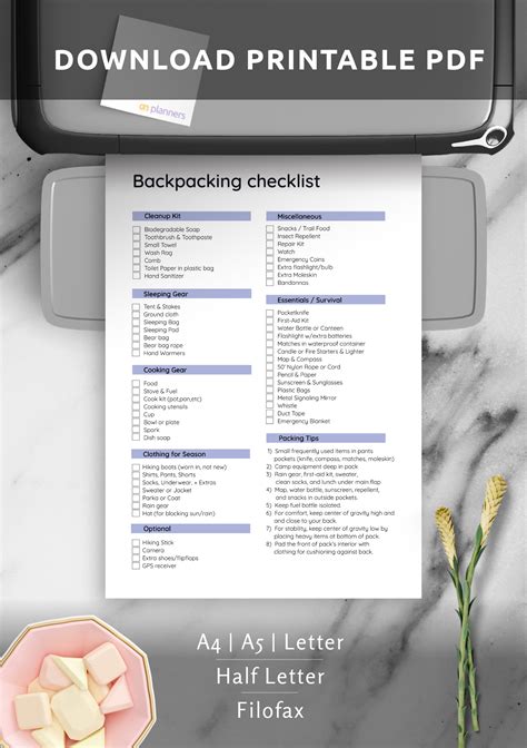Download Printable Backpacking Checklist Template Pdf