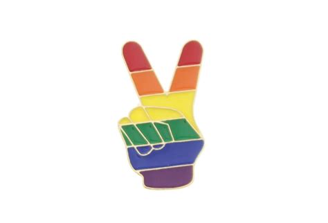 Rainbow Pride Peace Sign Metal Pin Badge